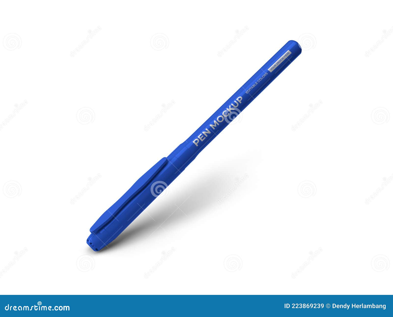 Pen with Cap 3D Illustration Mockup Scene Stock Illustration ...
