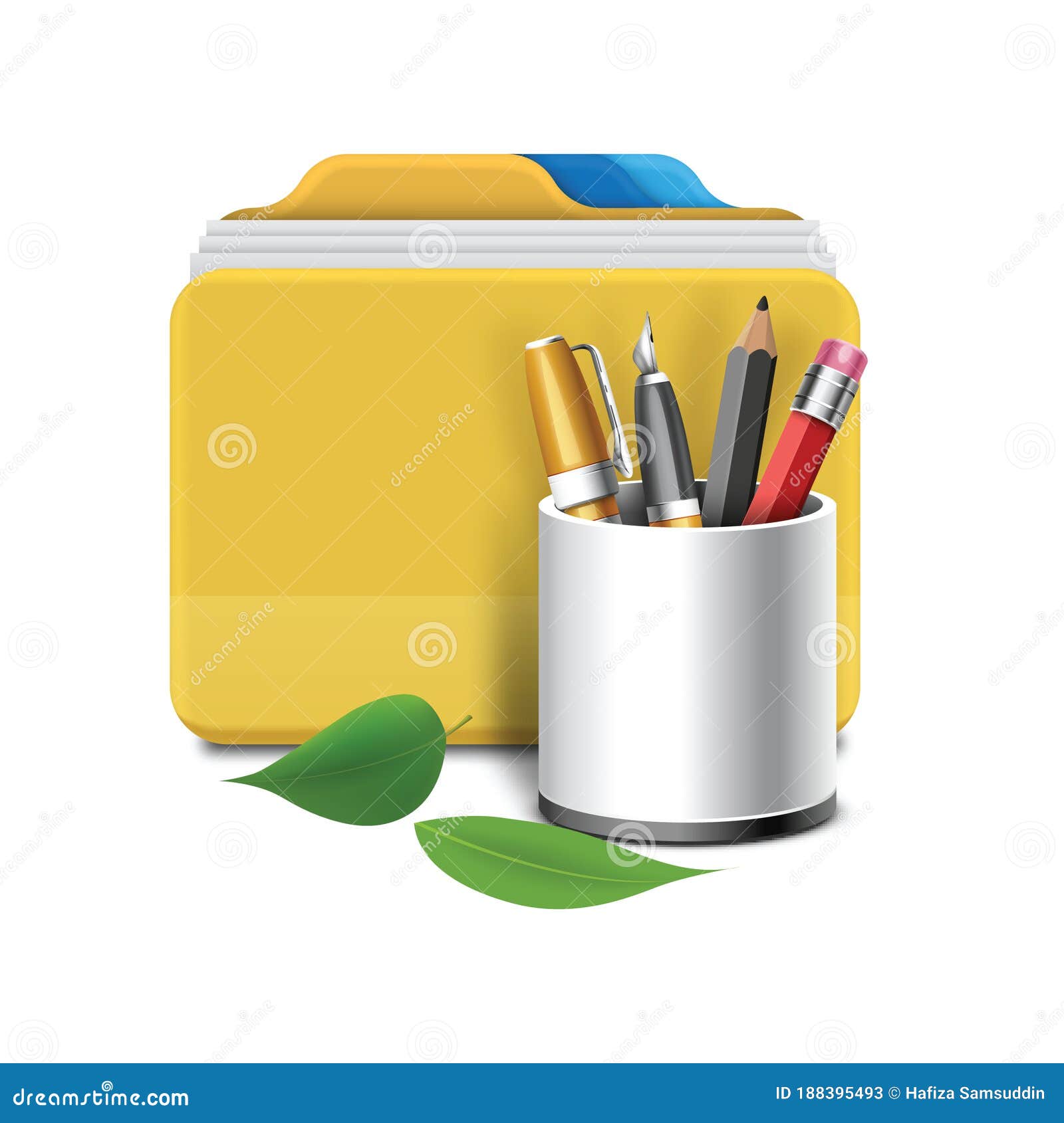Pen Case and File. Vector Illustration Decorative Design Stock Vector ...