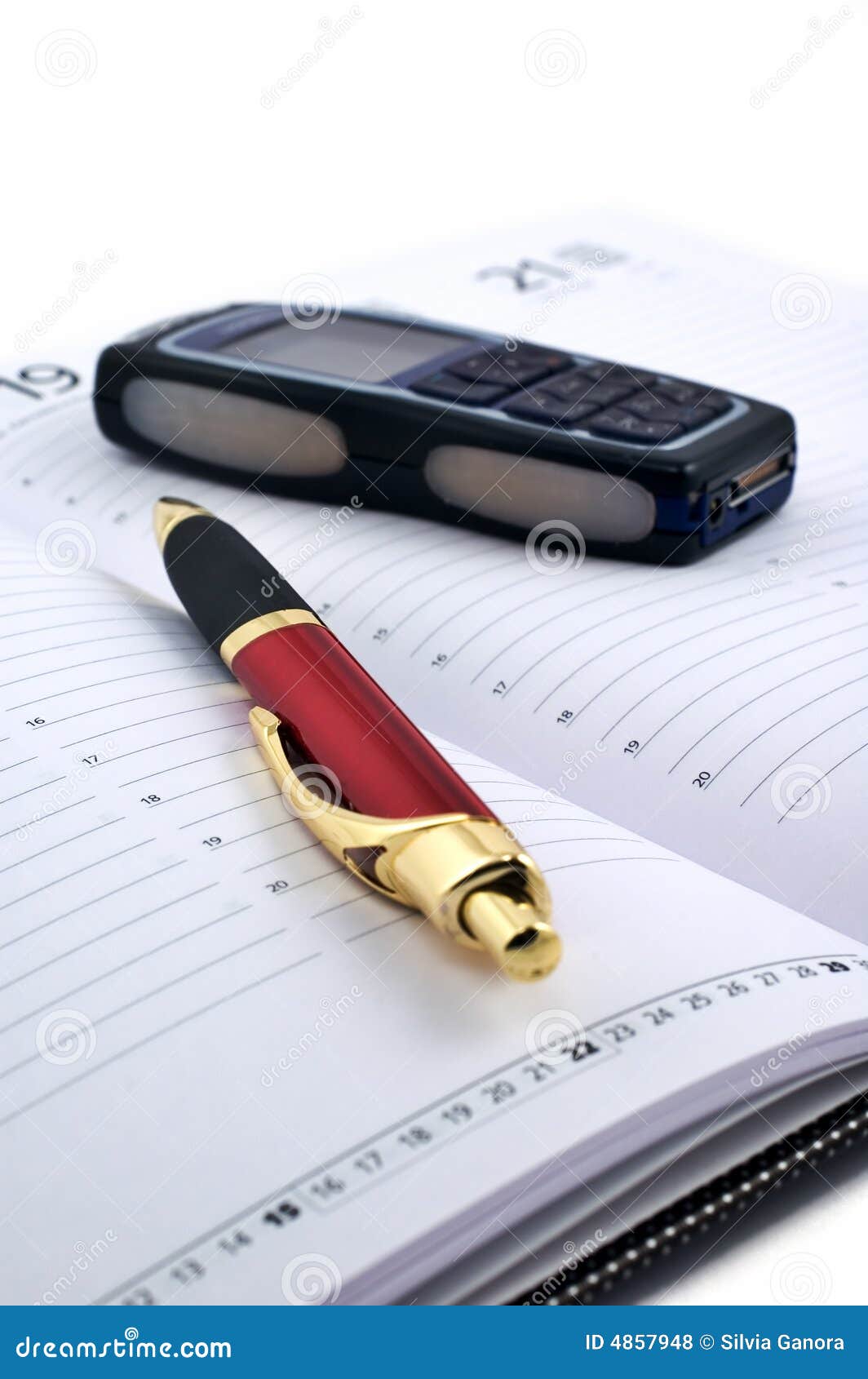 Pen and Cell Phone on Open Agenda Stock Photo - Image of cell, call ...