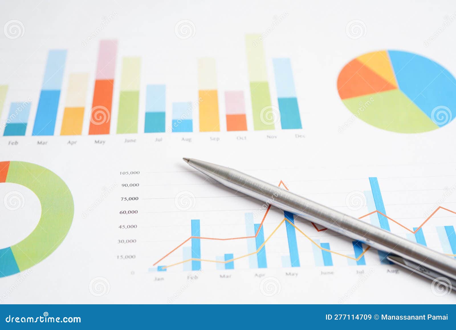 Pen on Chart or Graph Paper. Financial, Account, Statistics and ...
