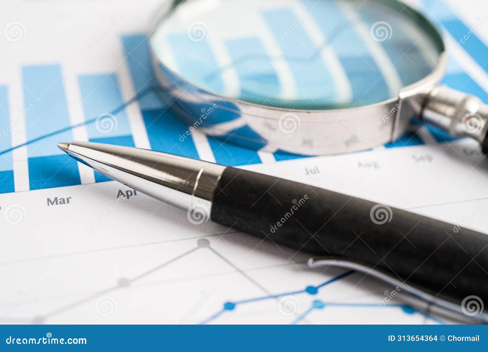 Pen on Chart or Graph Paper. Financial, Account, Statistics and ...