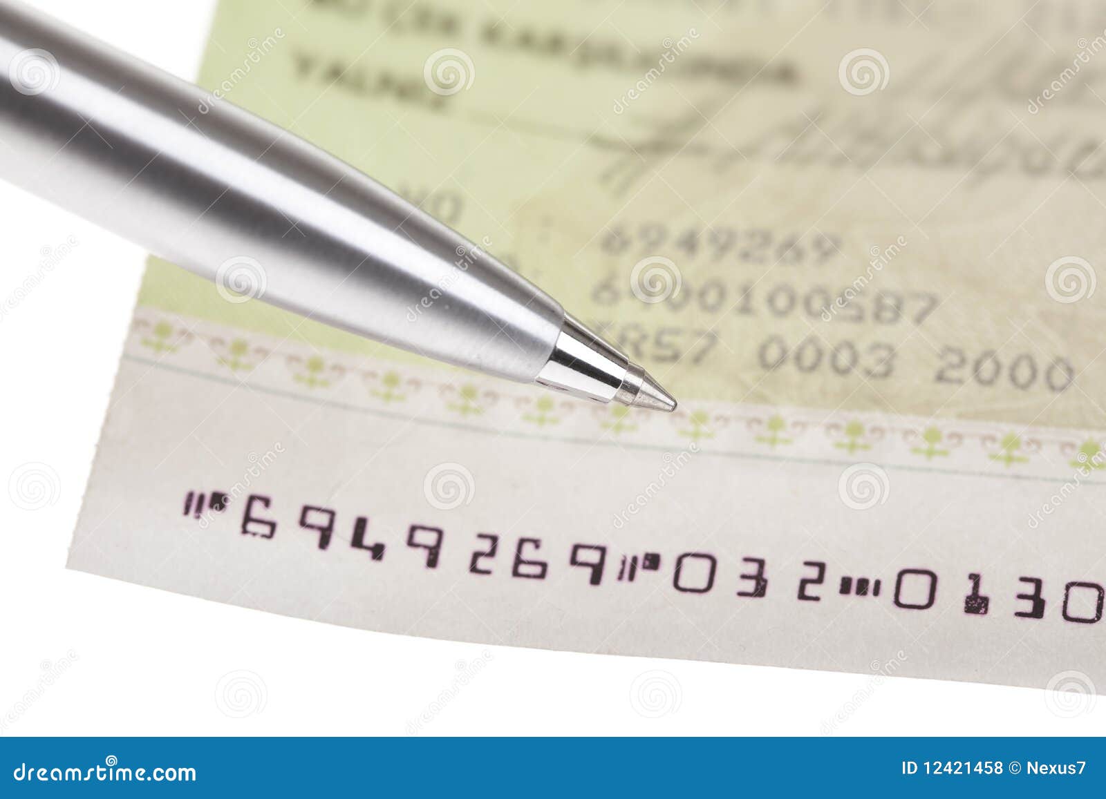 Pen and the Check stock photo. Image of bank, ballpoint - 12421458