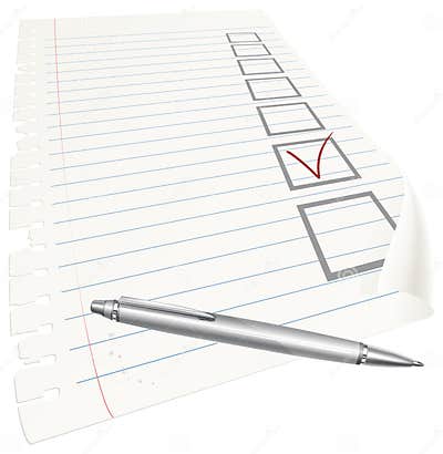 Pen with check mark stock vector. Illustration of writing - 25596834