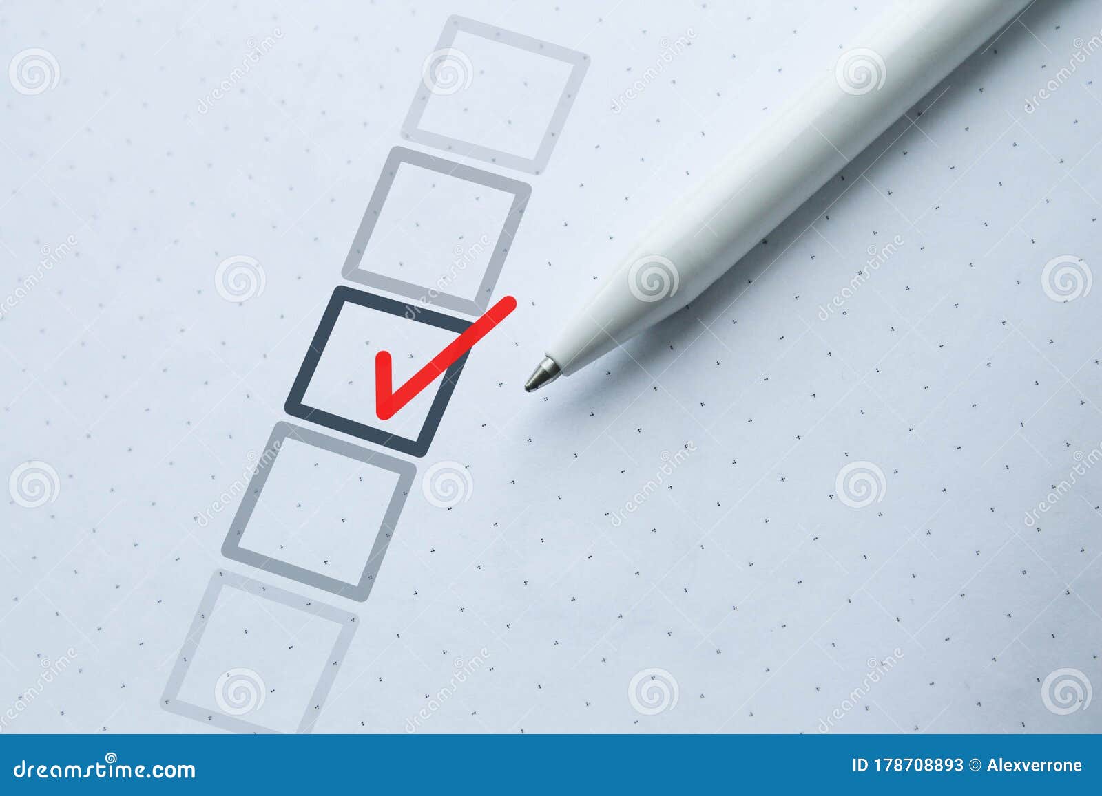 Pen and Check Mark of Choice. Stock Image - Image of mark, isolated ...