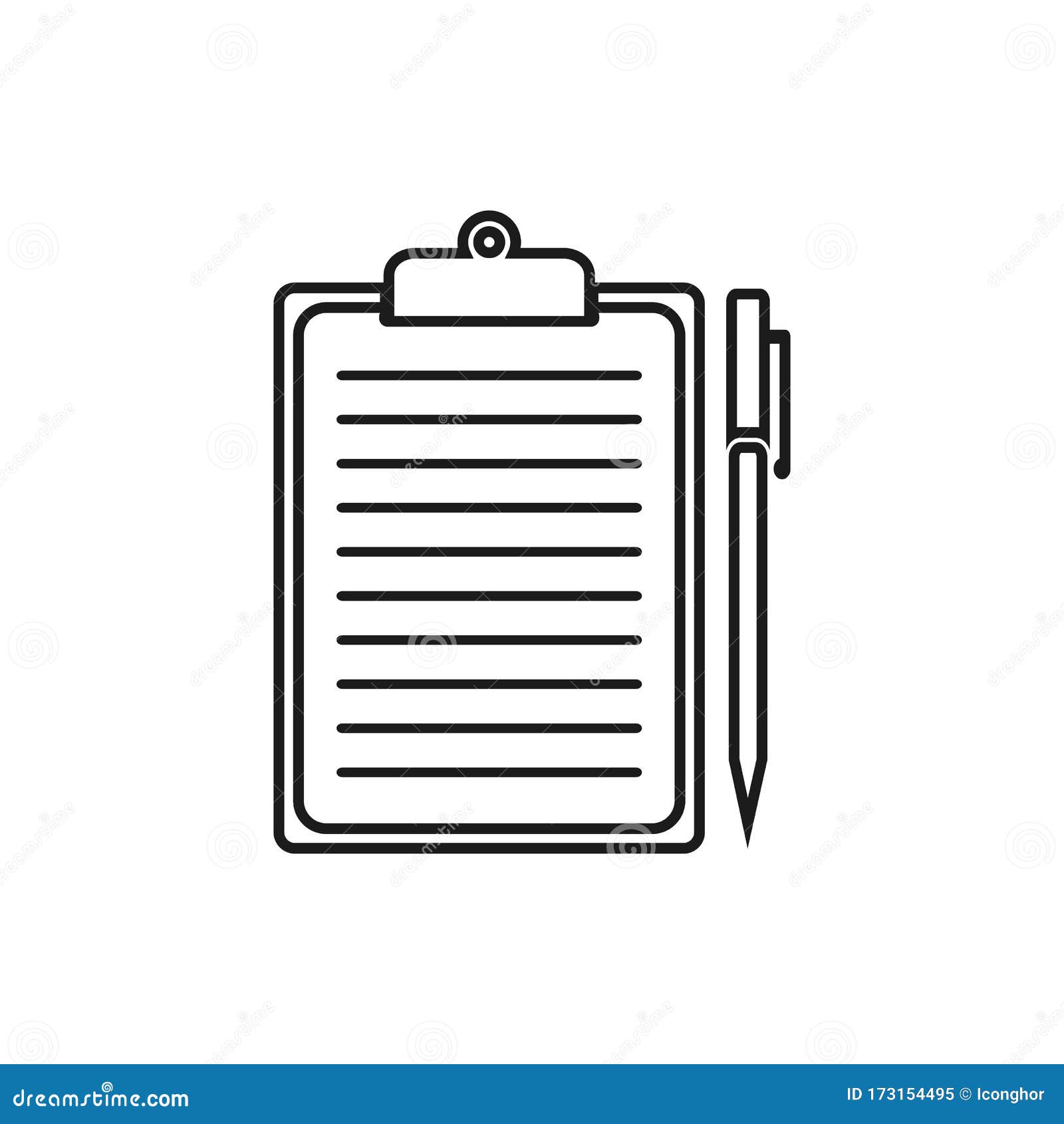 Pen and Clipboard Icon. stock vector. Illustration of line - 173154495 Pen and Clipboard Icon. stock vector. Illustration of line - 173154495