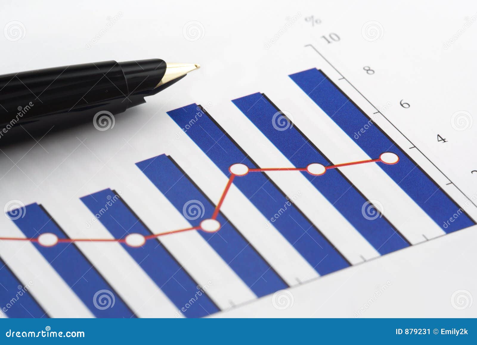 Pen on Column Graph stock image. Image of document, compare - 879231