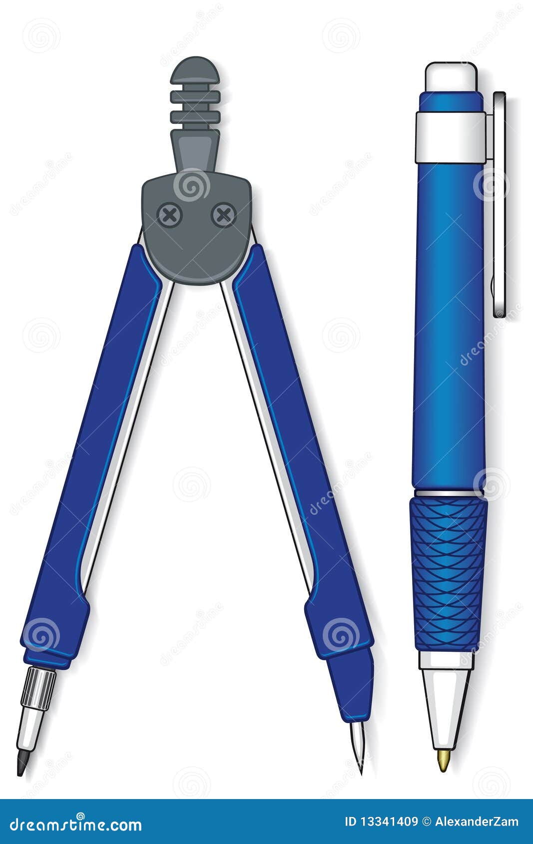 Pen and compasses stock vector. Illustration of button - 13341409