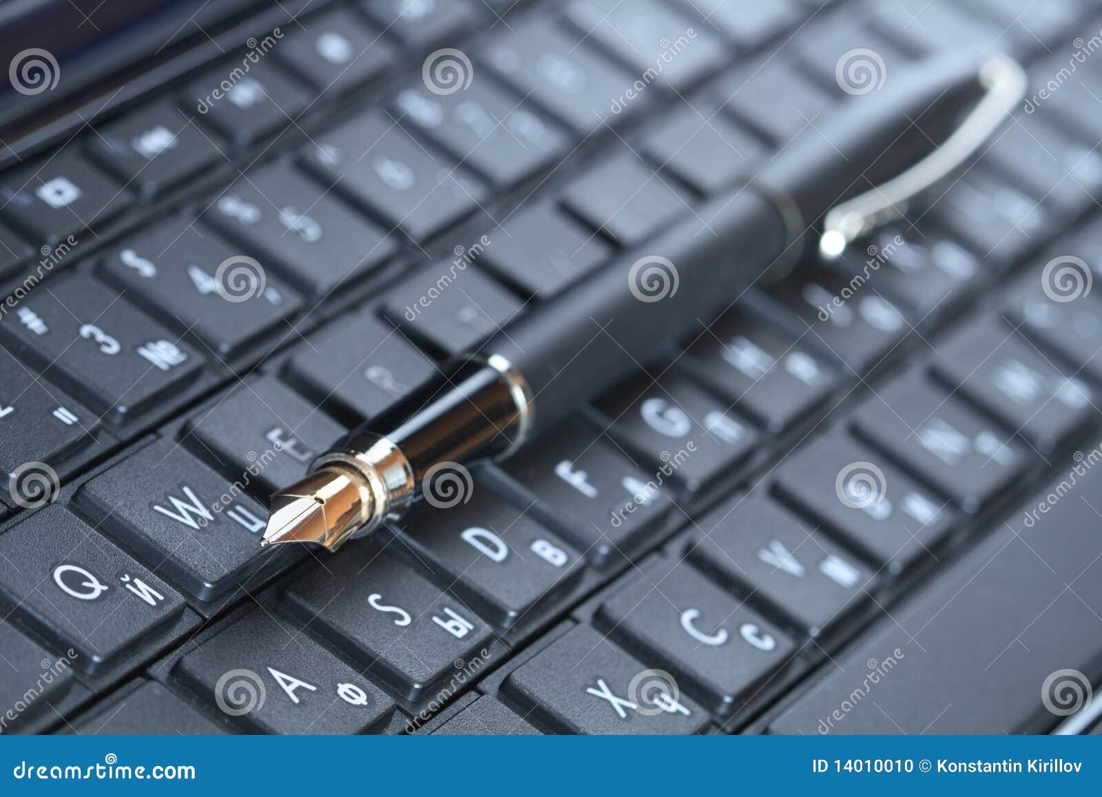 Pen on Computer Keyboard stock photo. Image of black - 14010010
