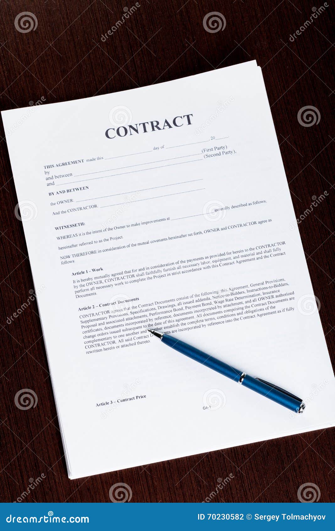 Pen and contract papers stock photo. Image of writing - 70230582