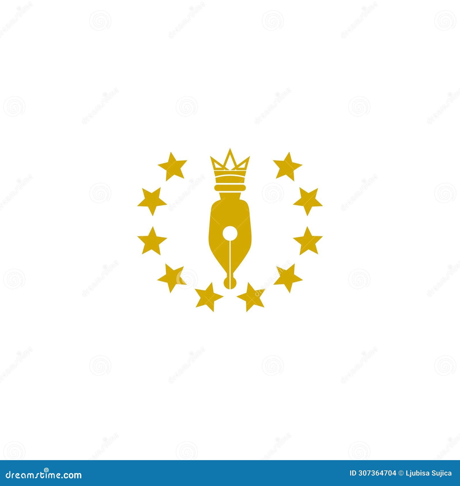 Pen with Crown Logo Isolated on White Background Stock Vector ...