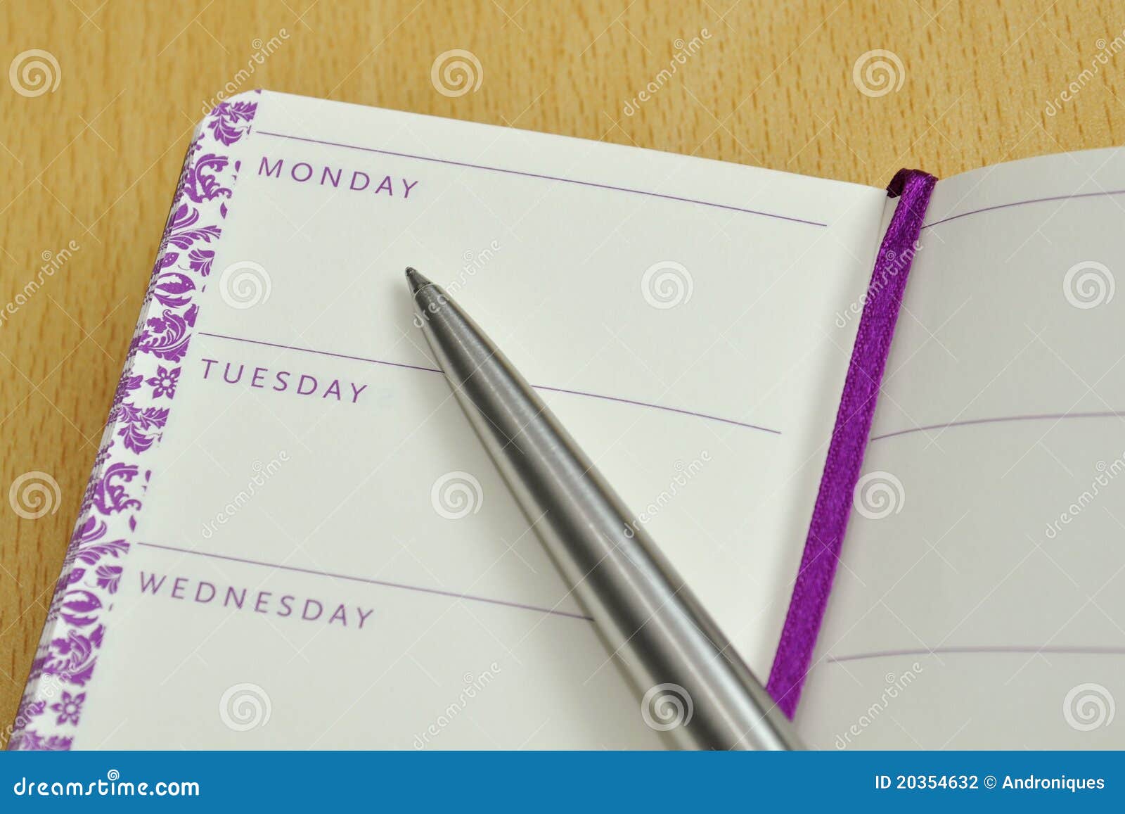 Pen on Diary with Names of Week Days Stock Photo - Image of monday ...