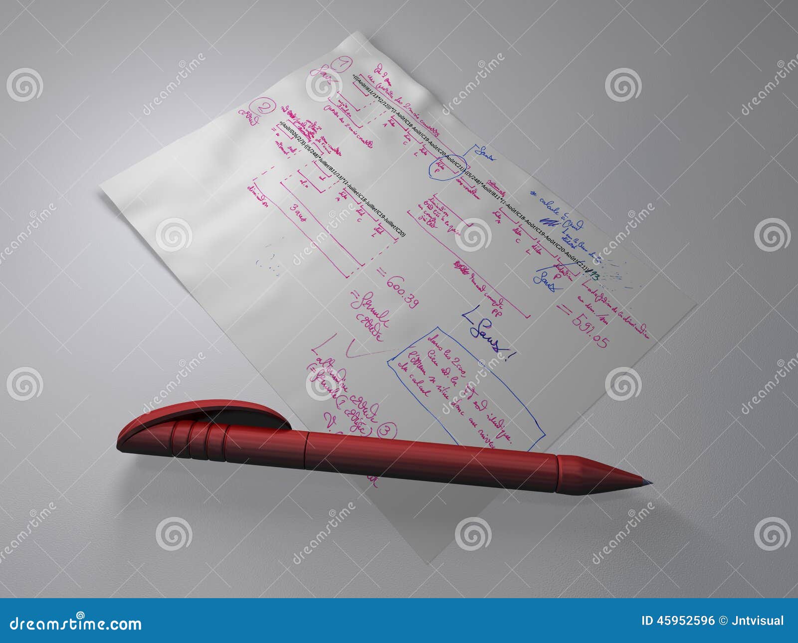 Pen And Document With Formulas And Annotations Stock Photo ...