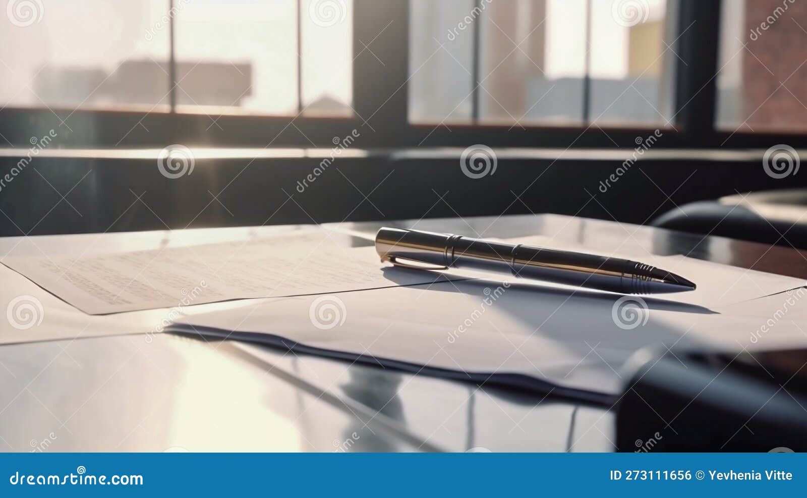 Pen on a Document in the Office. Generative AI Stock Illustration ...