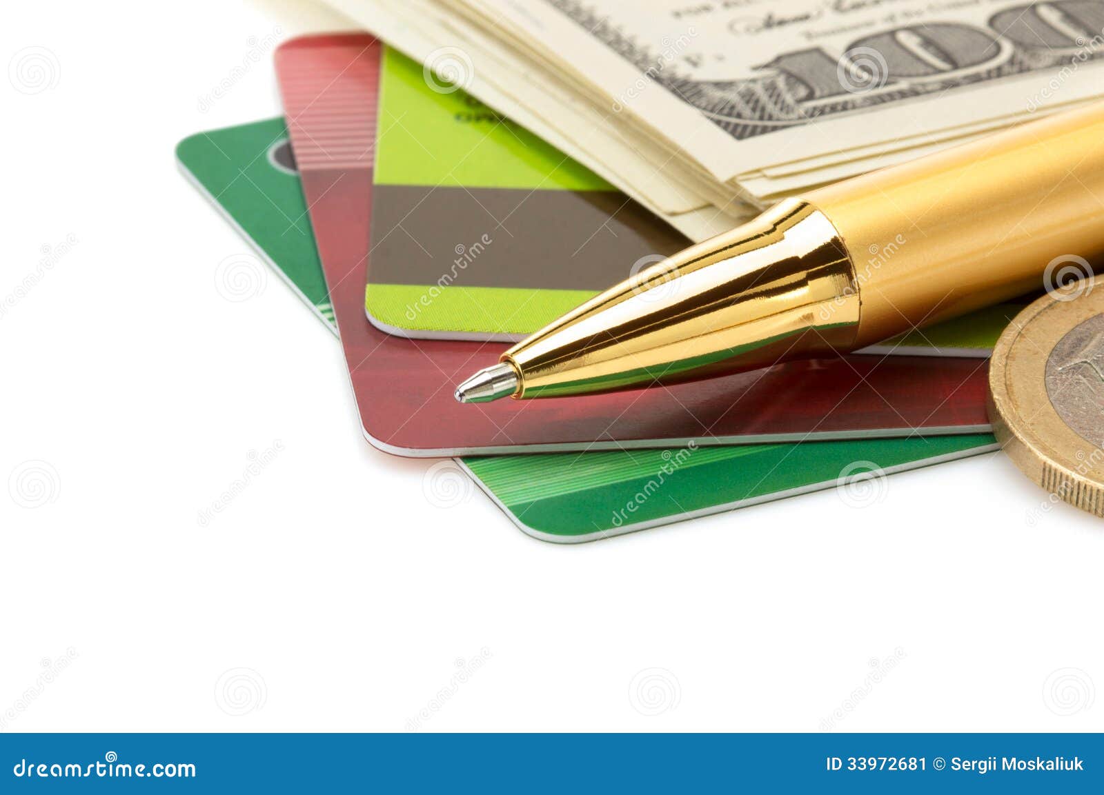 Pen and Dollar Money Banknotes Stock Image - Image of blank, green ...