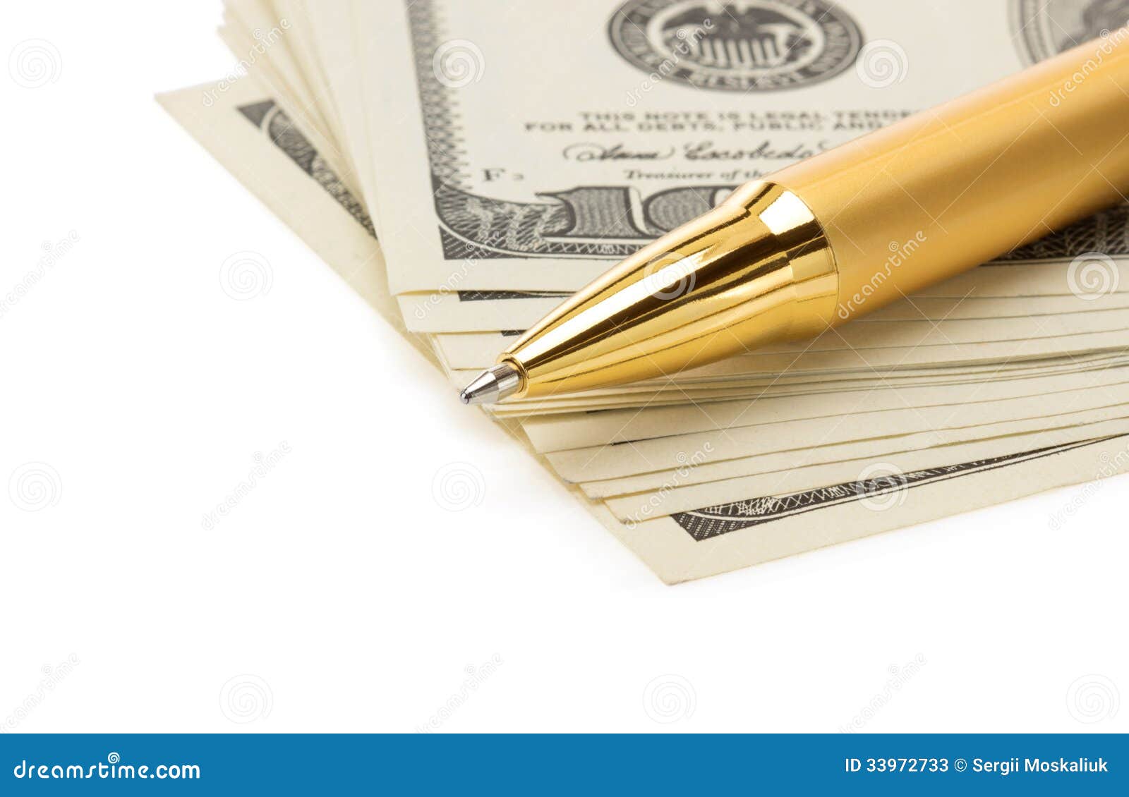 Pen On Dollar Money Banknotes Stock Image - Image of letter, banking ...