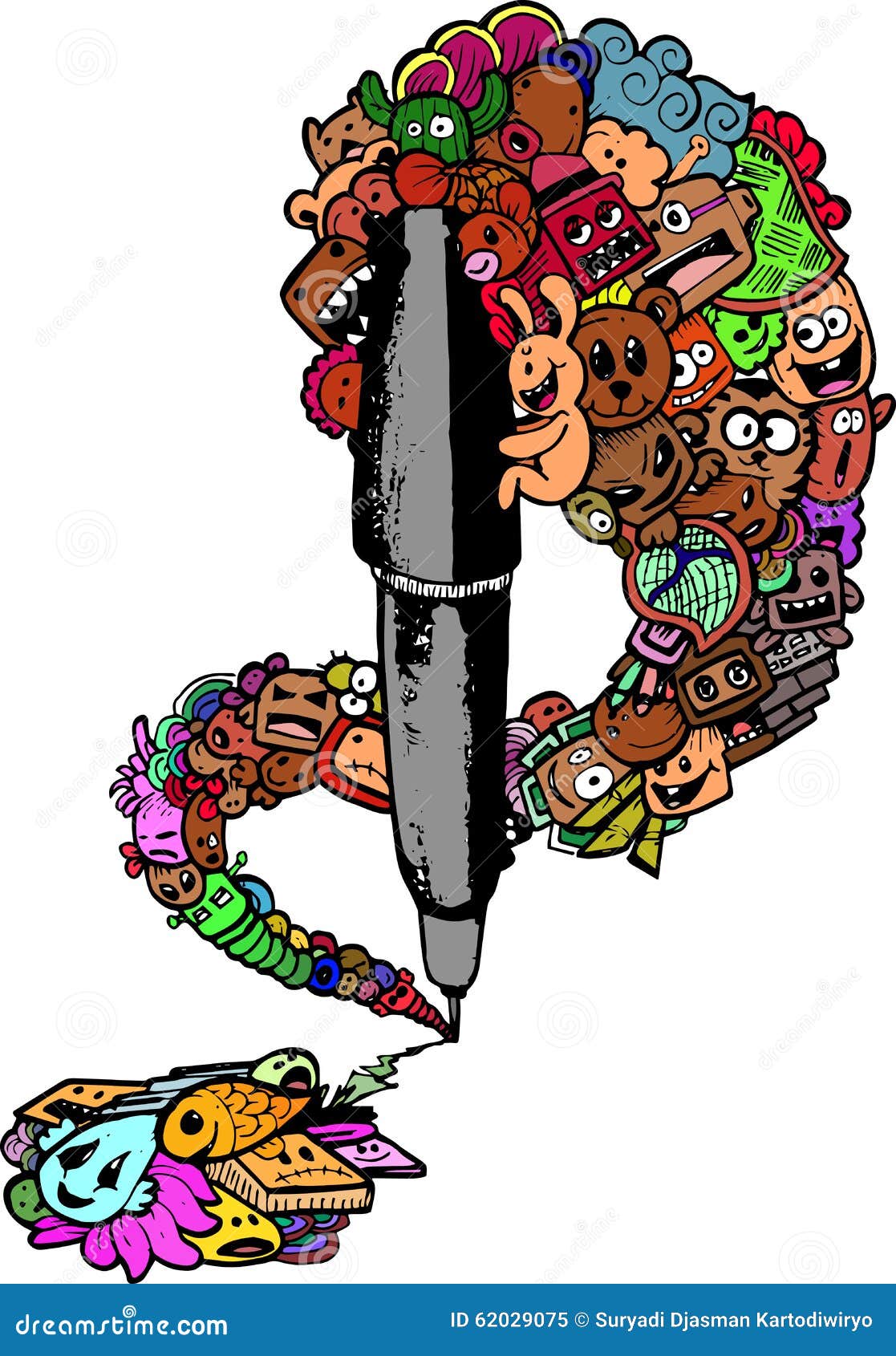 Pen doodle illustration stock vector. Illustration of eraser - 62029075