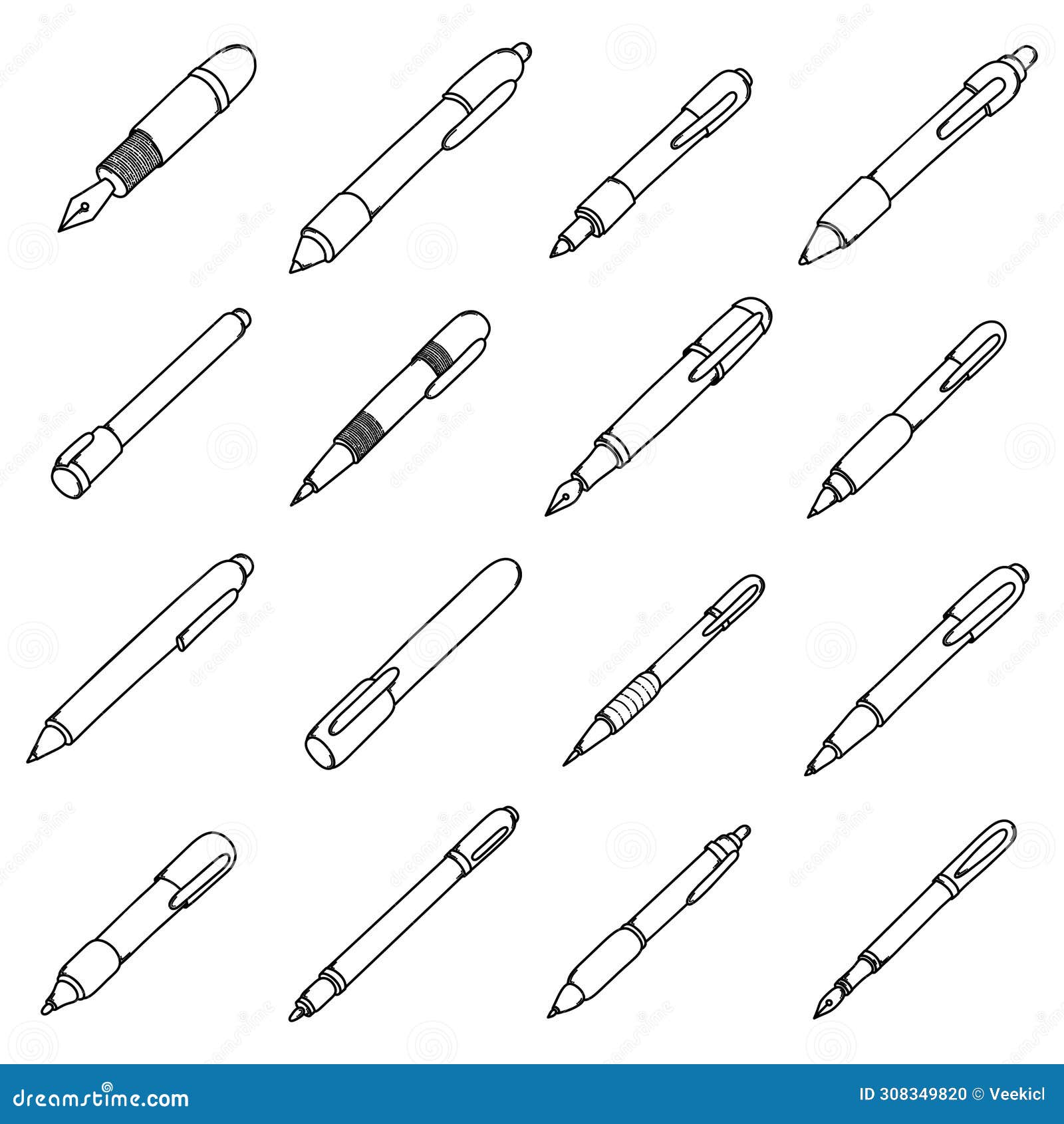 Pen Doodle Vector Icon Set. Drawing Sketch Illustration Hand Drawn Line ...