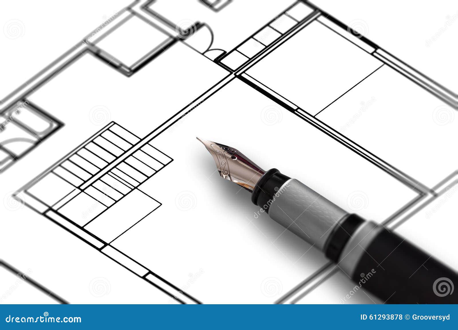 Pen Draw Plan. stock photo. Image of architectural, engineering - 61293878