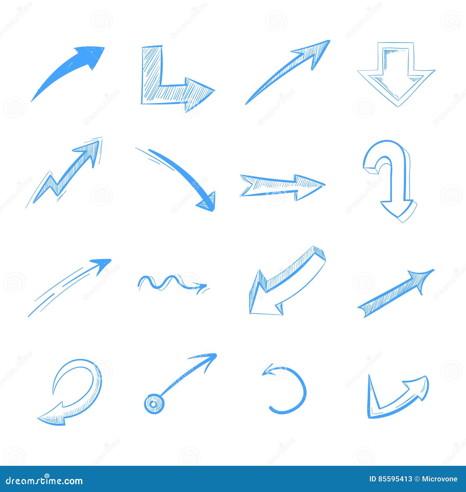 Pen Drawing Arrows Vector Set Isolated on White Stock Vector ...