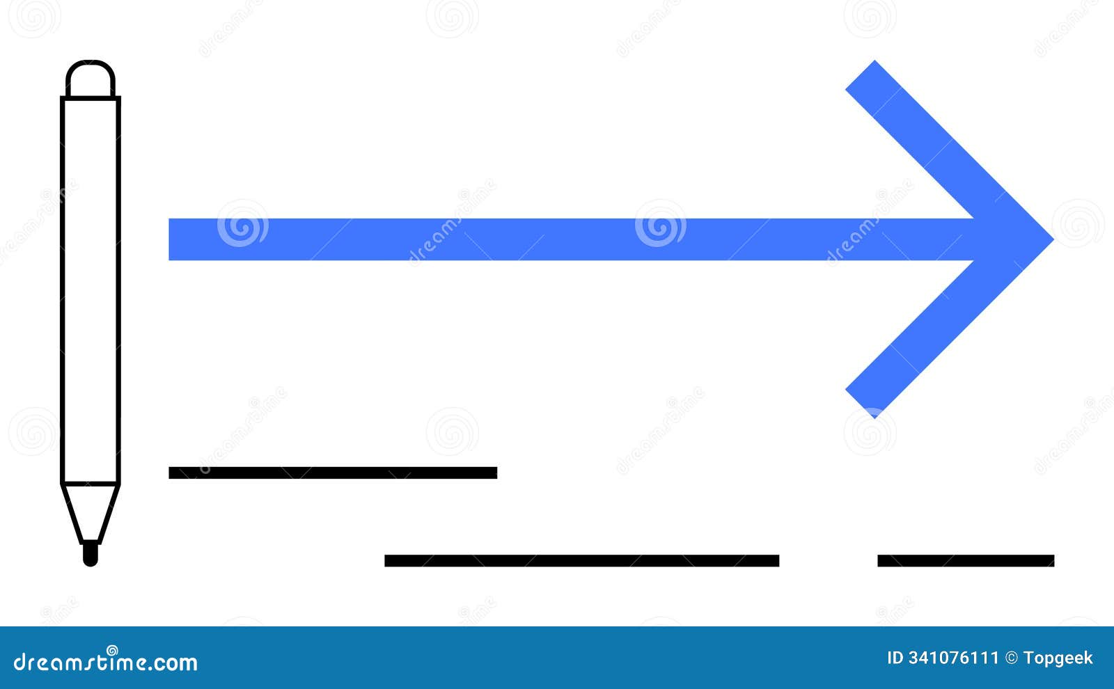 Pen Drawing with Blue Arrow Showing Forward Movement and Progress Stock ...