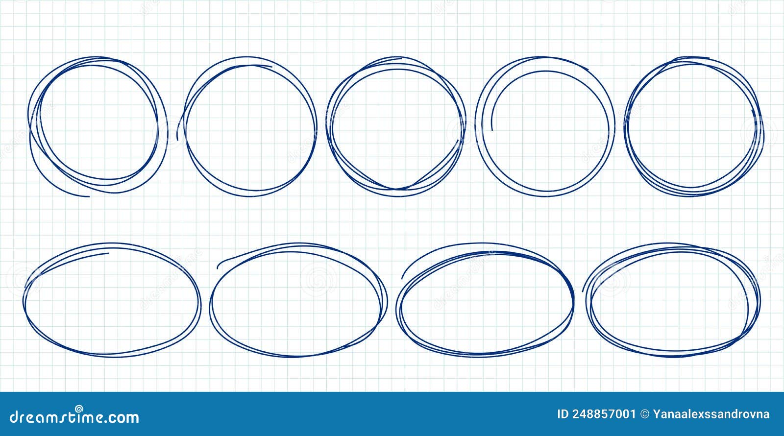 Pen Drawing Circles Vector Set on Note Page.Vector Illustration for ...
