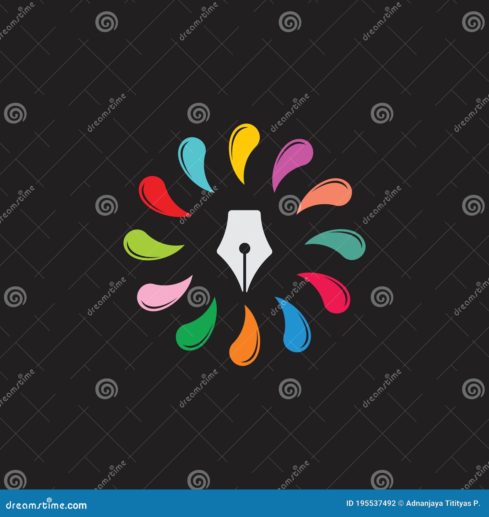 Pen Drawing Ink Creative Colorful Logo Vector Stock Vector ...