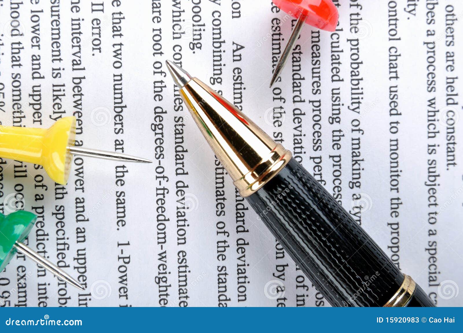 Pen and Drawing Pin on Text Stock Image - Image of analysis, drawing ...