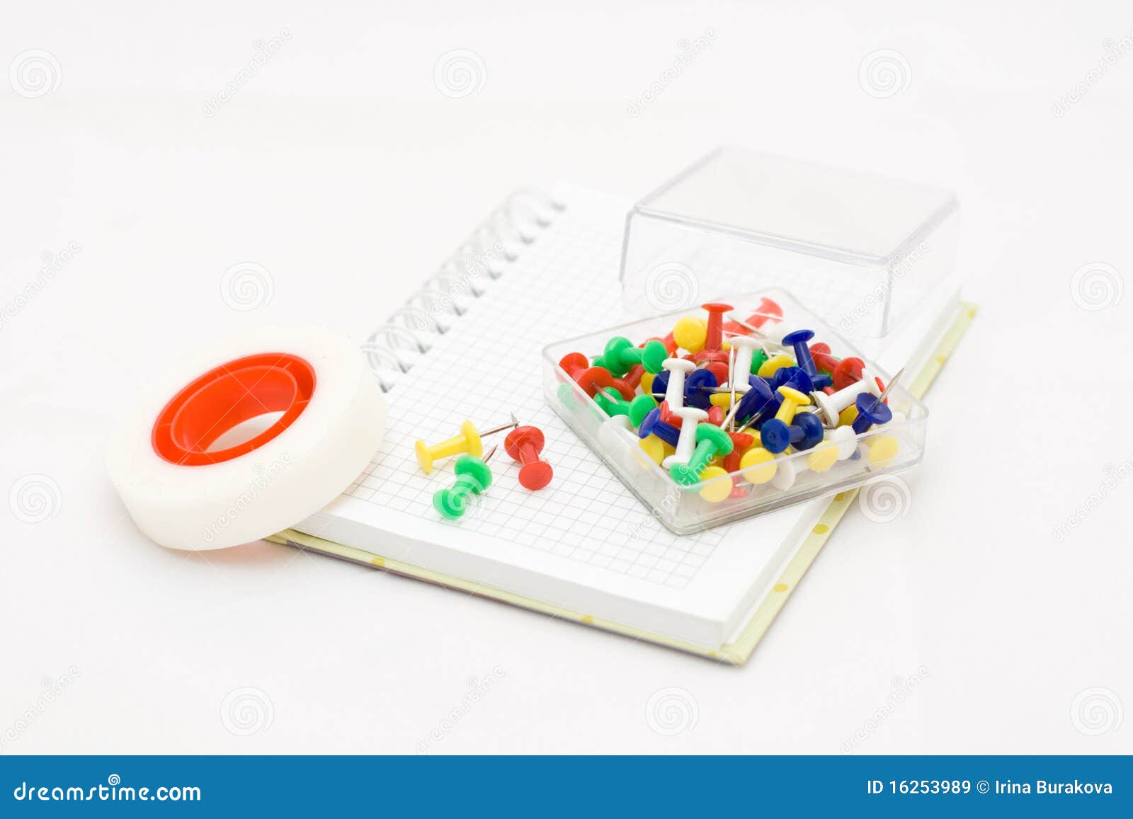 Pen and drawing pins stock image. Image of close, sellotape - 16253989