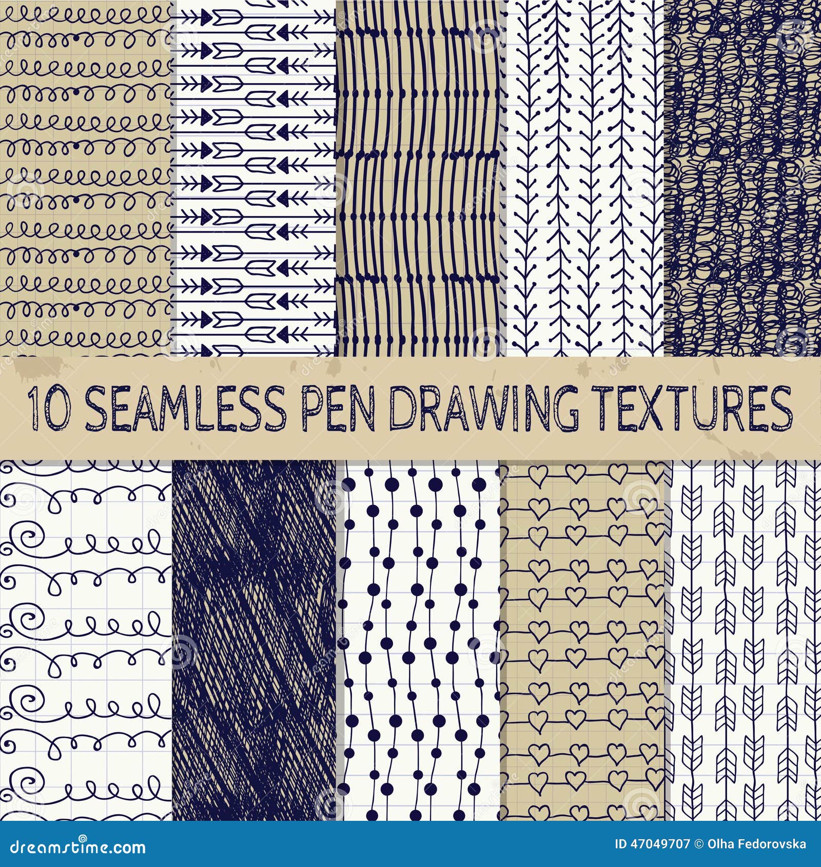 Pen Drawing Seamless Textures Ilustração do Vetor - Ilustração de ...