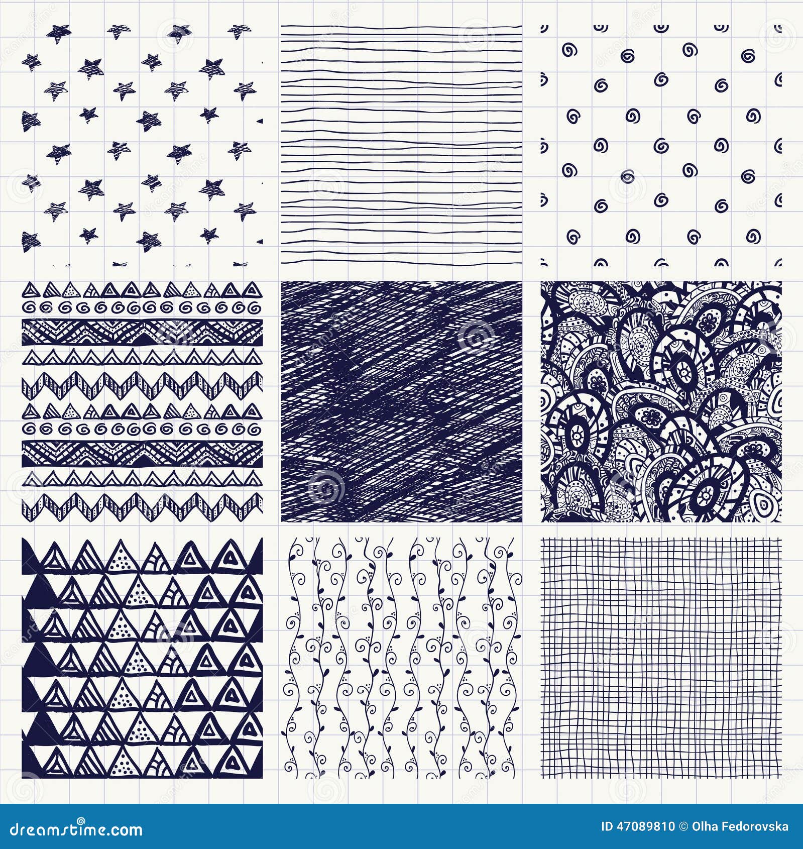 Pen Drawing Seamless Textures Ilustração do Vetor - Ilustração de papel ...