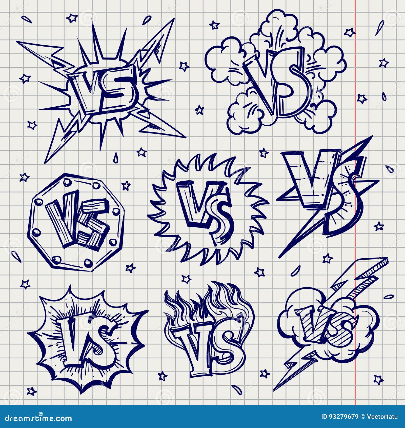 Pen Drawn Versus Confrontation Labels Stock Vector - Illustration of ...