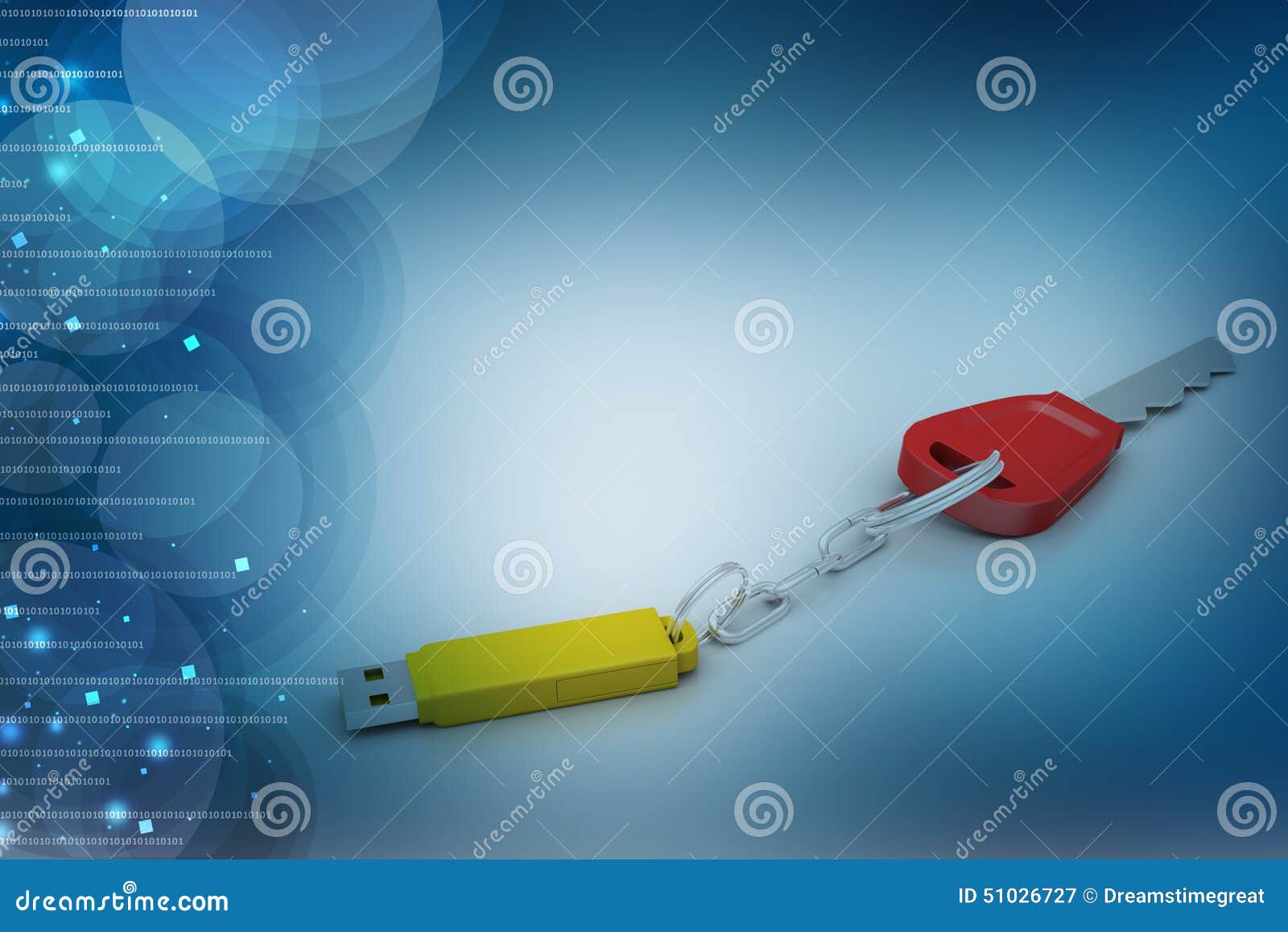 Pen drive connect with key stock illustration. Illustration of memory ...