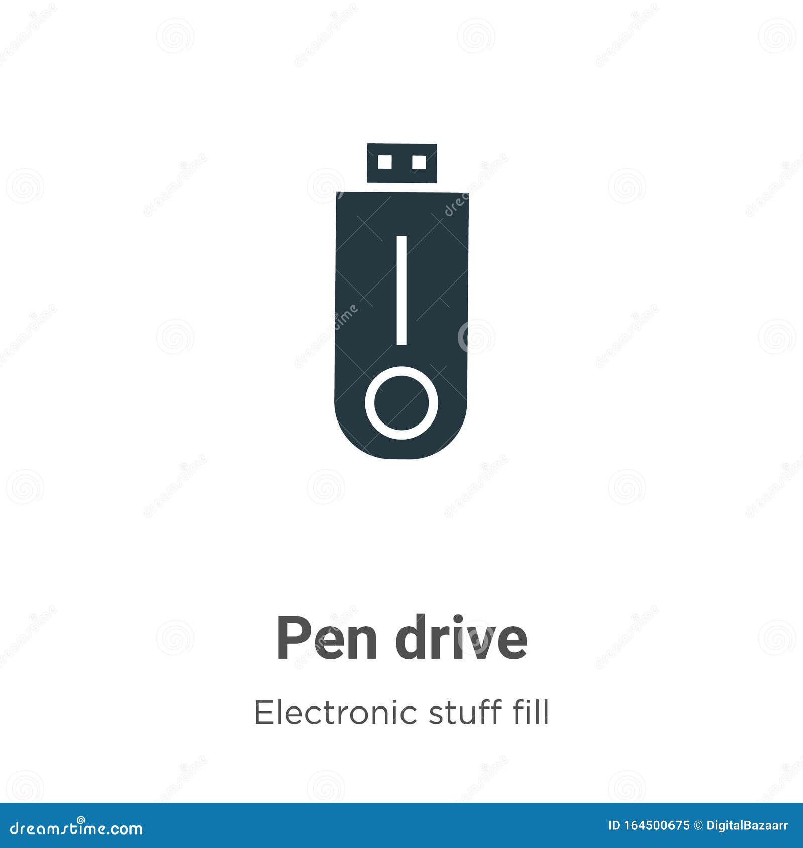 Pen Drive Vector Icon on White Background. Flat Vector Pen Drive Icon ...