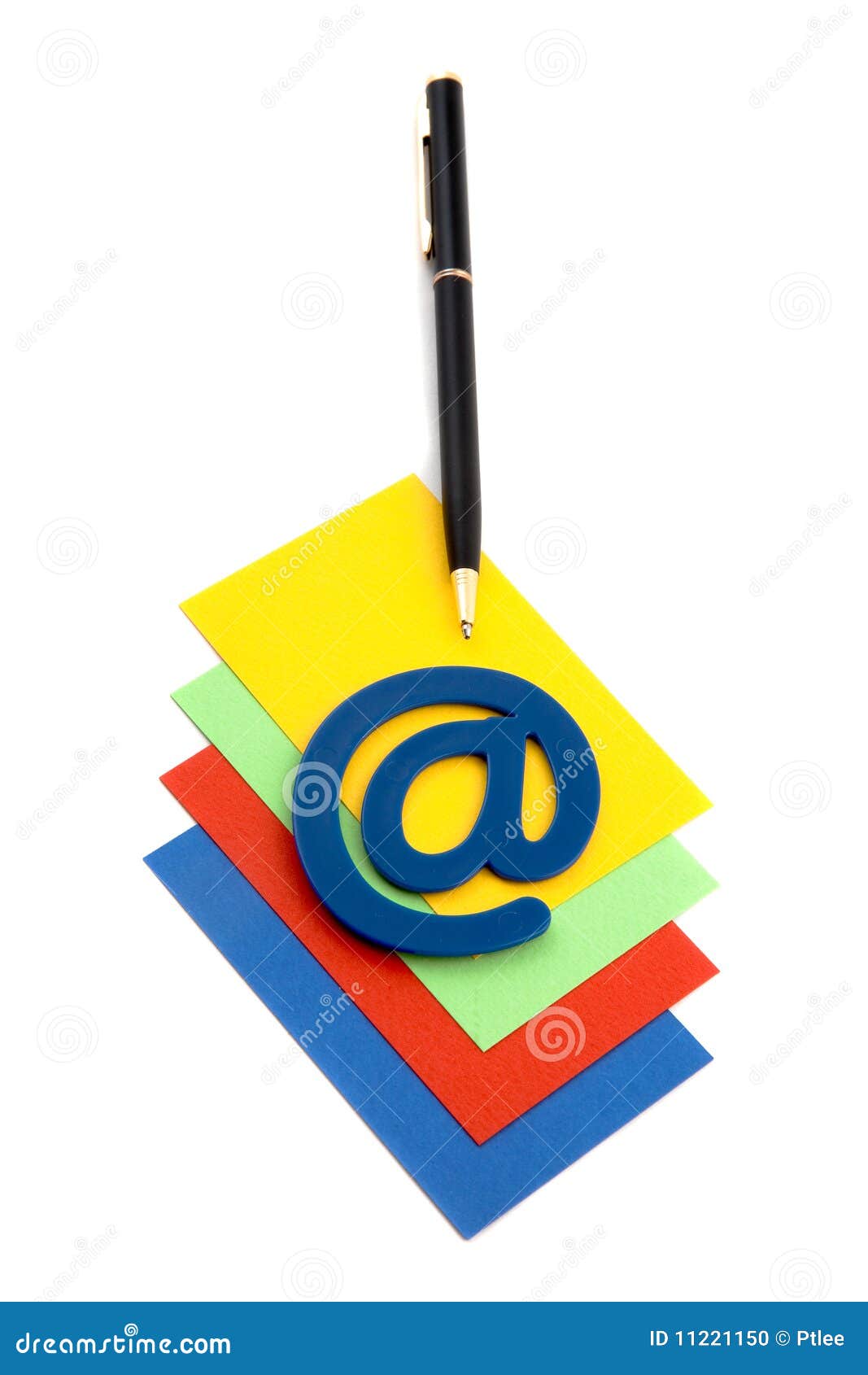 Pen with Email Symbol on a Pile of Cards Stock Photo - Image of sign ...