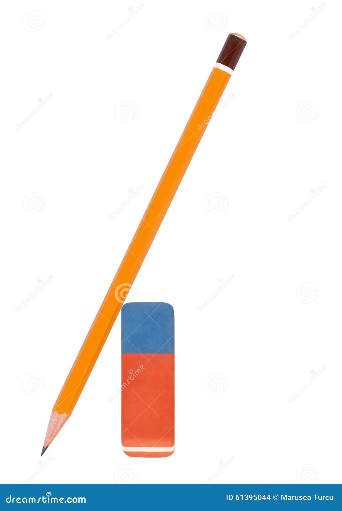 Pen and Eraser Sharpener on White Stock Photo - Image of orange ...