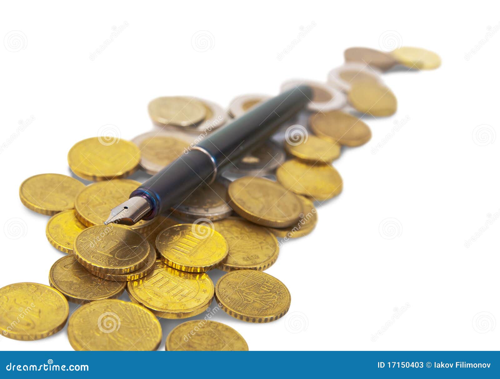 Pen on euro coins stock image. Image of cash, euro, clipping - 17150403