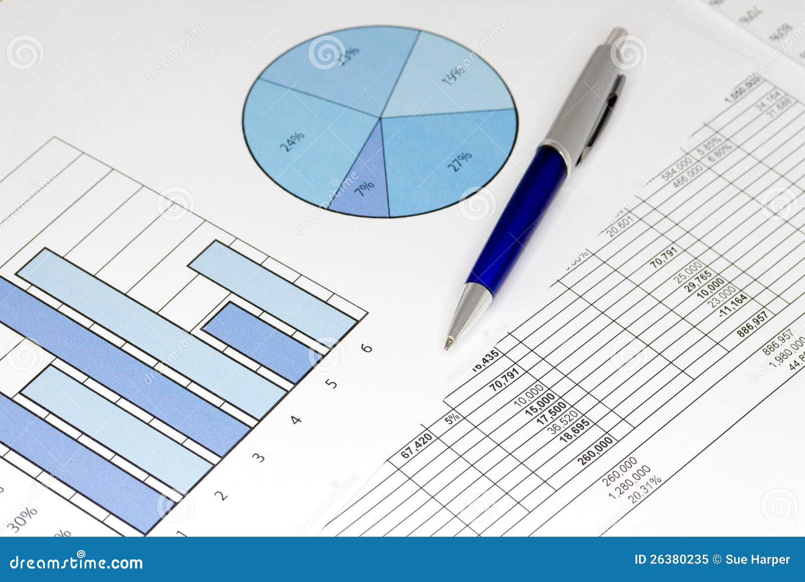 Pen Figures and Blue Graphs Stock Image - Image of horizontal ...