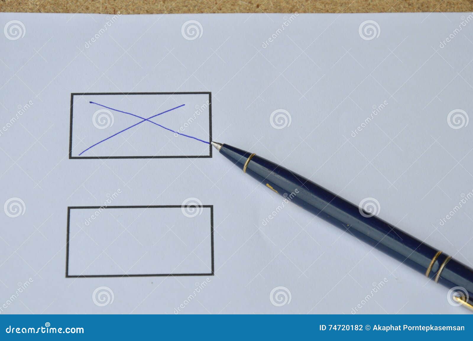 Pen Filled Cross Sign in the Blank on Paper Stock Photo - Image of ...