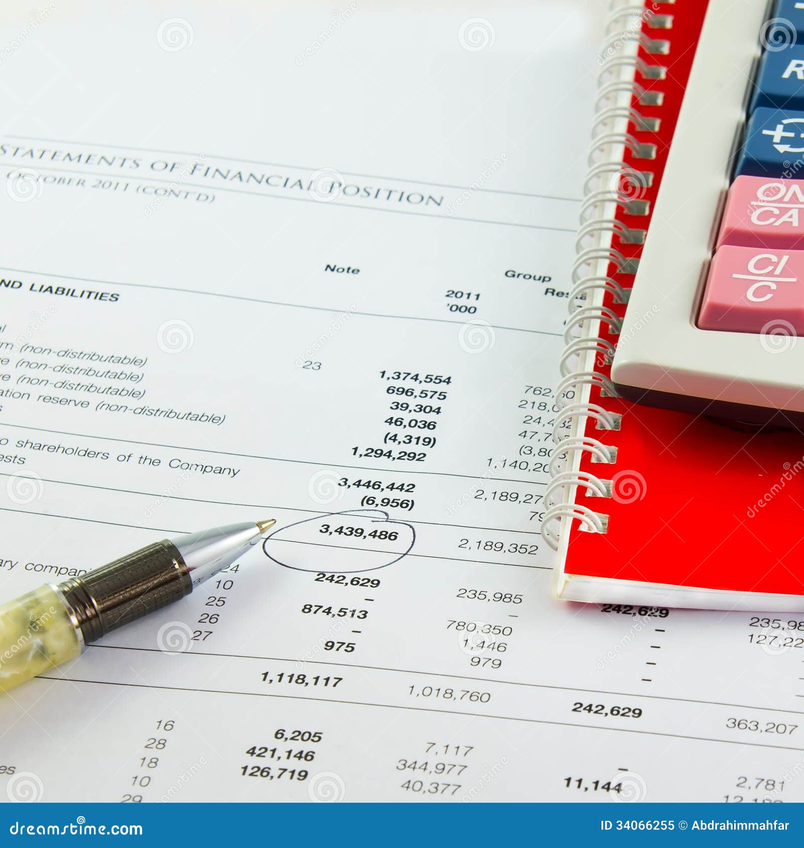 Pen on the Financial Statement Report Stock Image - Image of loss ...