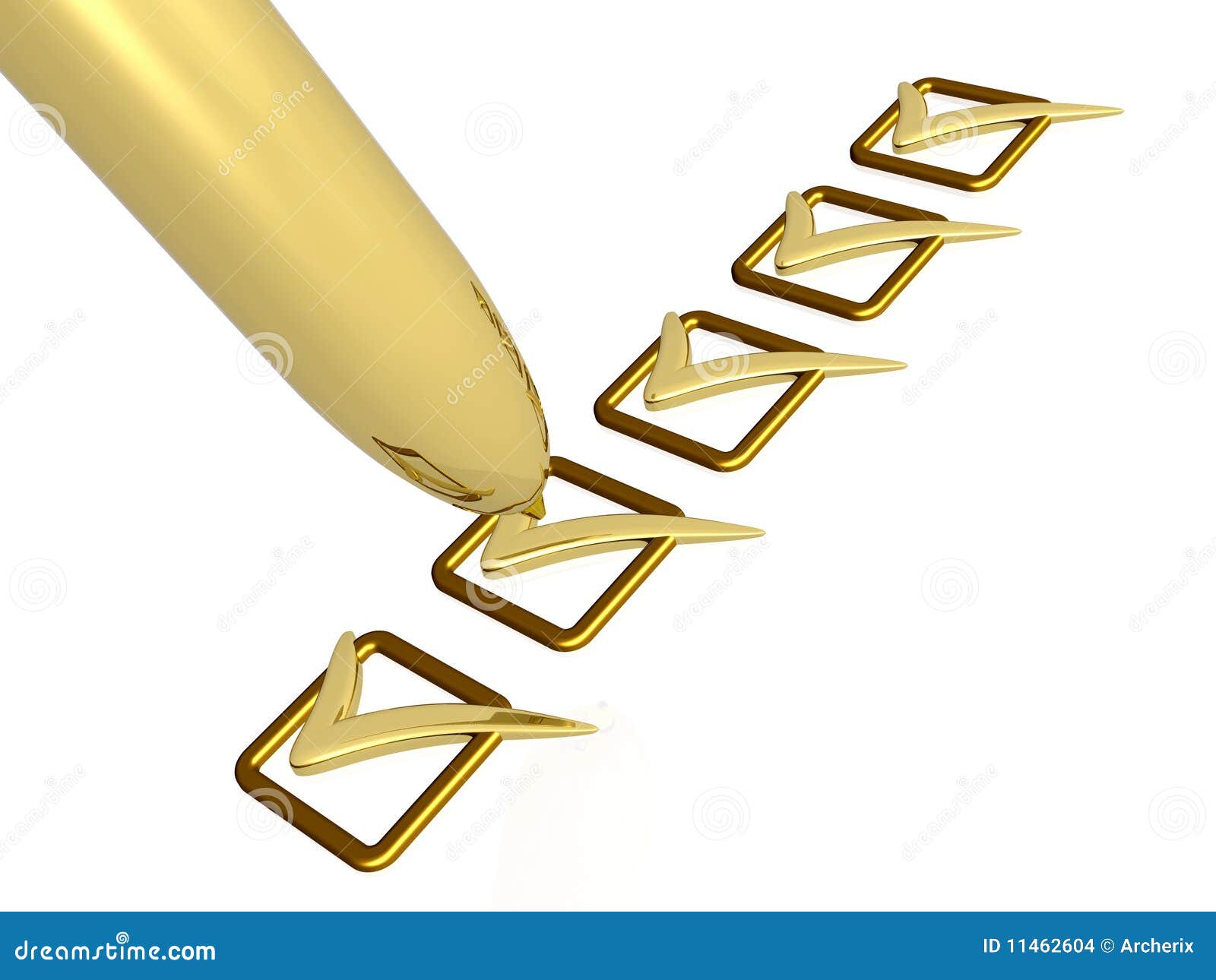Pen with five ticks stock illustration. Illustration of correspondence ...