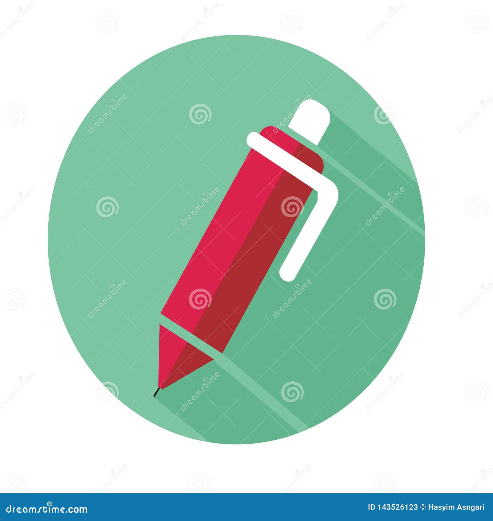 Pen flat icon stock vector. Illustration of shadow, paper - 143526123