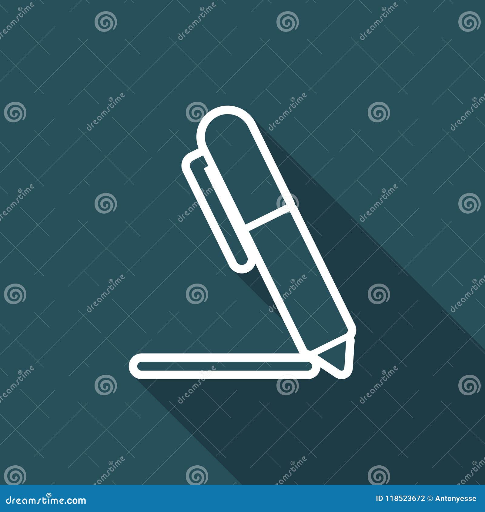 Pen - Flat vector icon stock vector. Illustration of equipment - 118523672