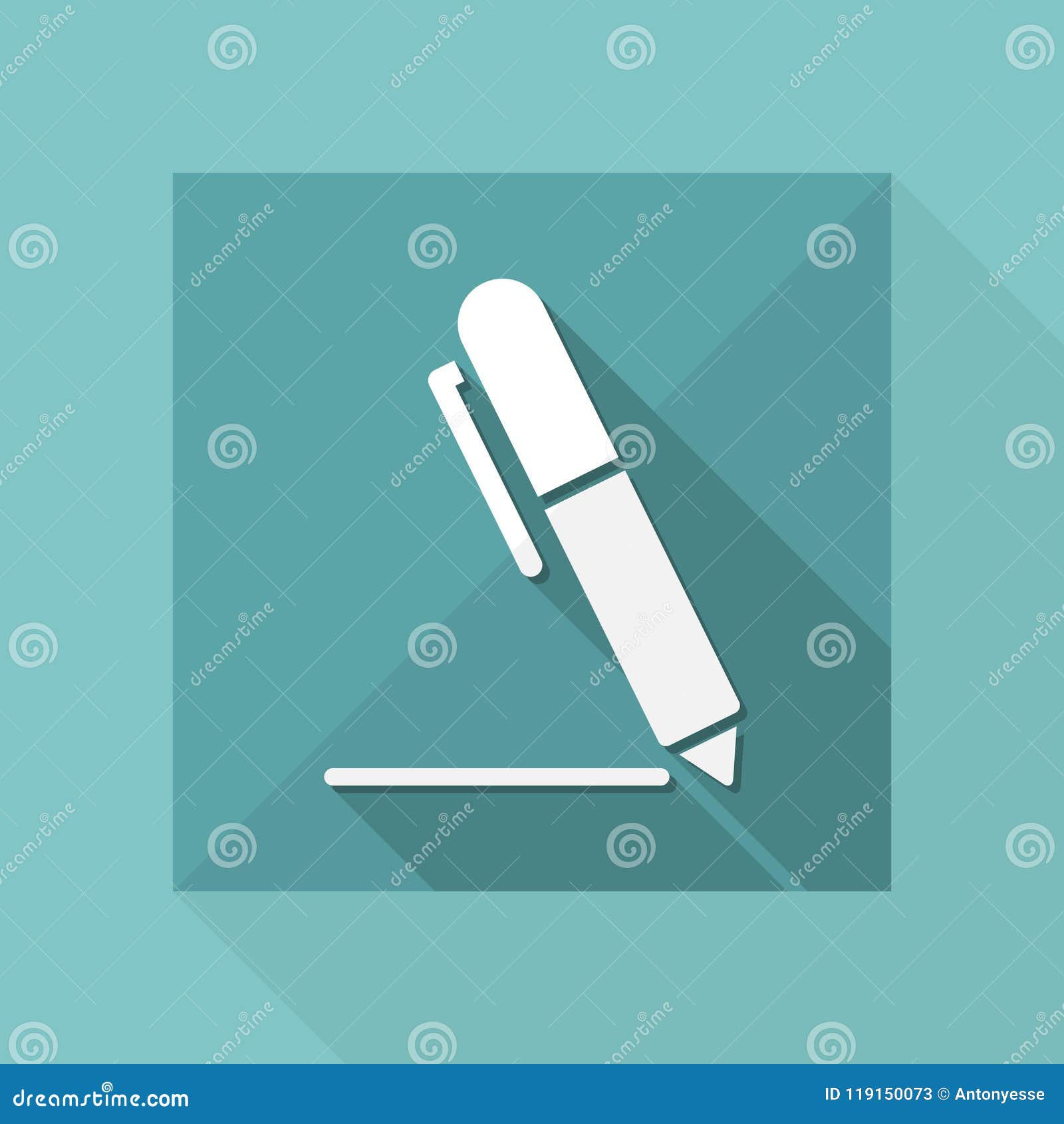 Pen - Flat vector icon stock vector. Illustration of education - 119150073
