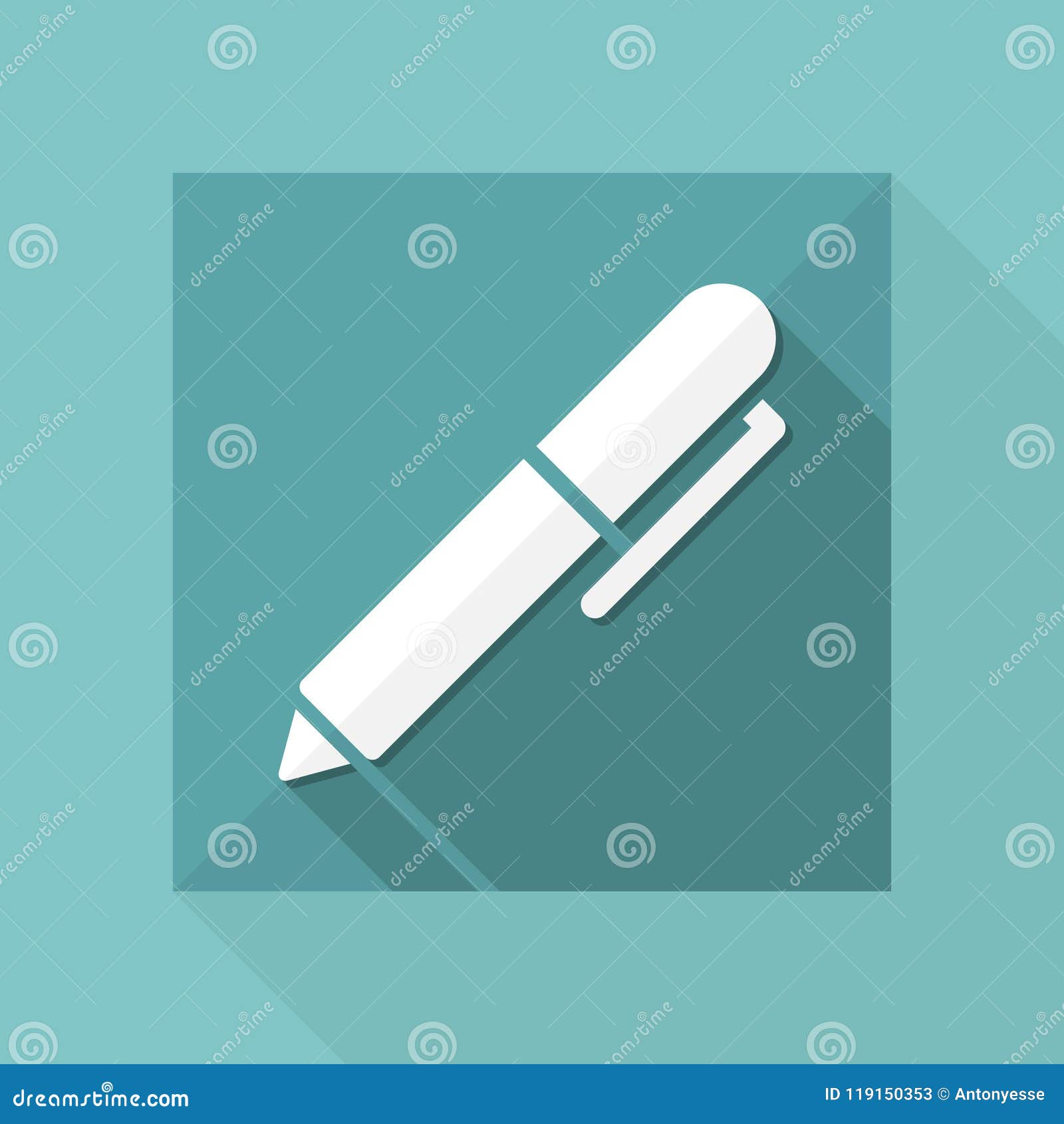 Pen - Flat vector icon stock vector. Illustration of category - 119150353