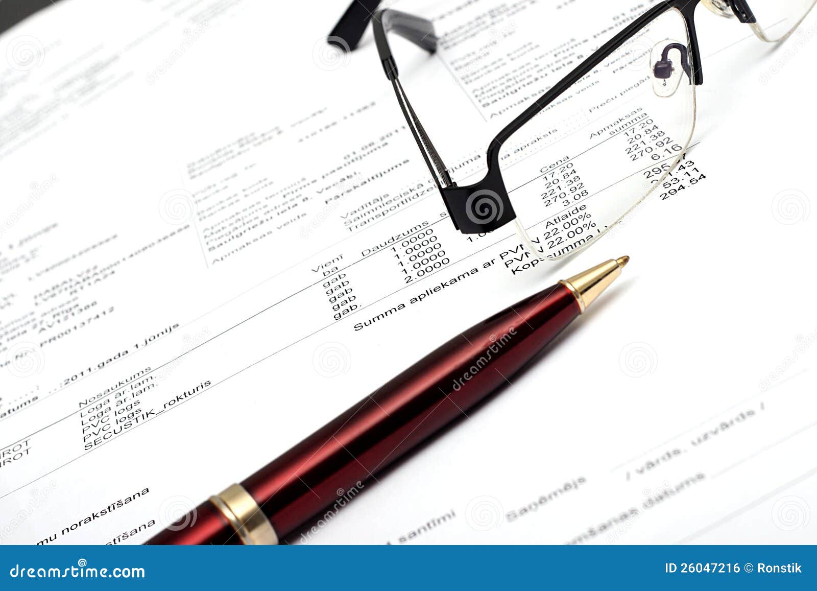 Pen and Glasses on Financial Report Stock Photo - Image of banking ...