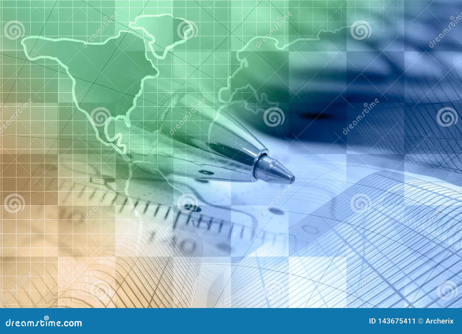Pen, graph and map stock image. Image of financial, corporate - 143675411