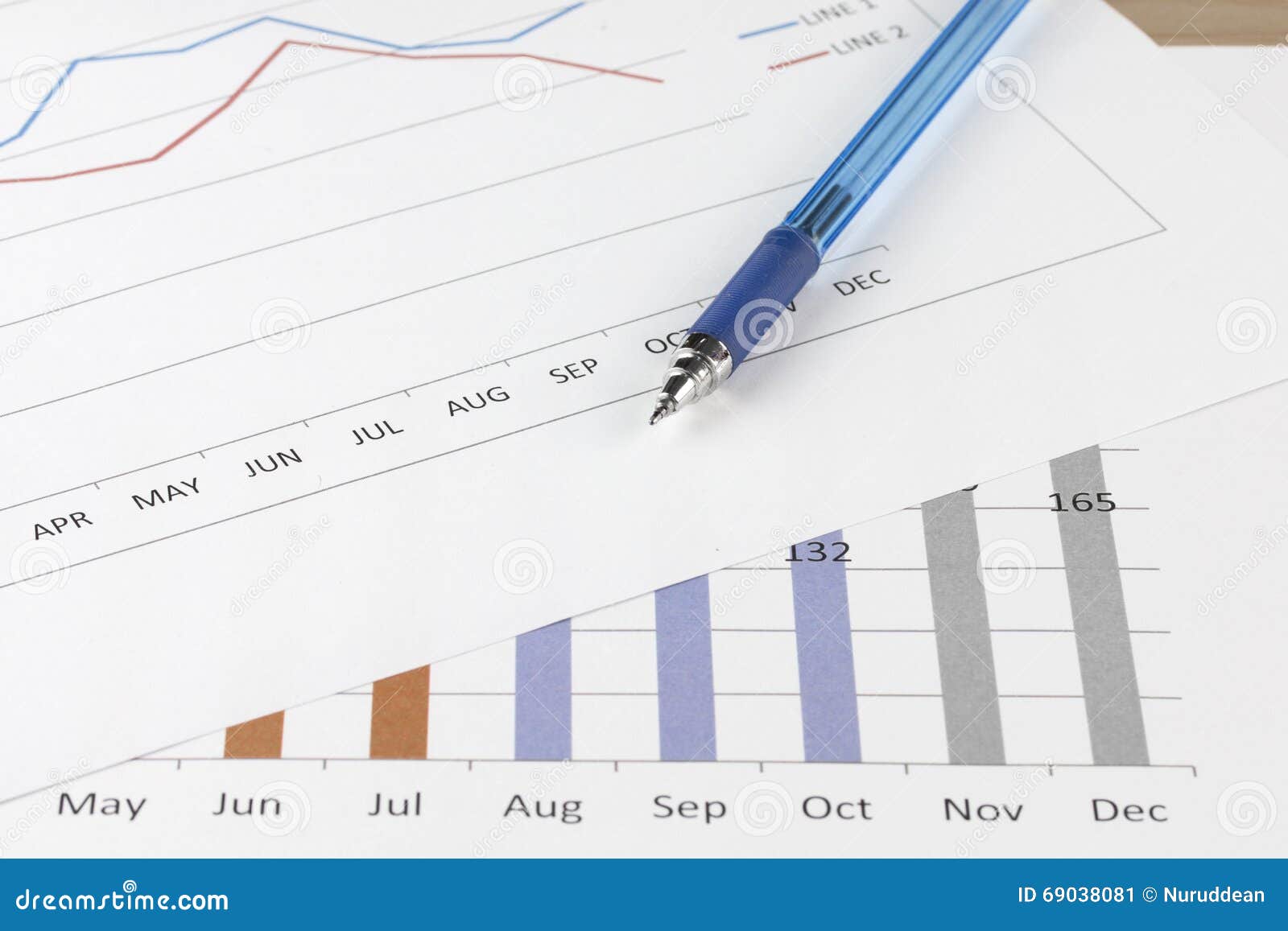 Pen and Graph on Wood Table. Stock Image - Image of graph, chart: 69038081