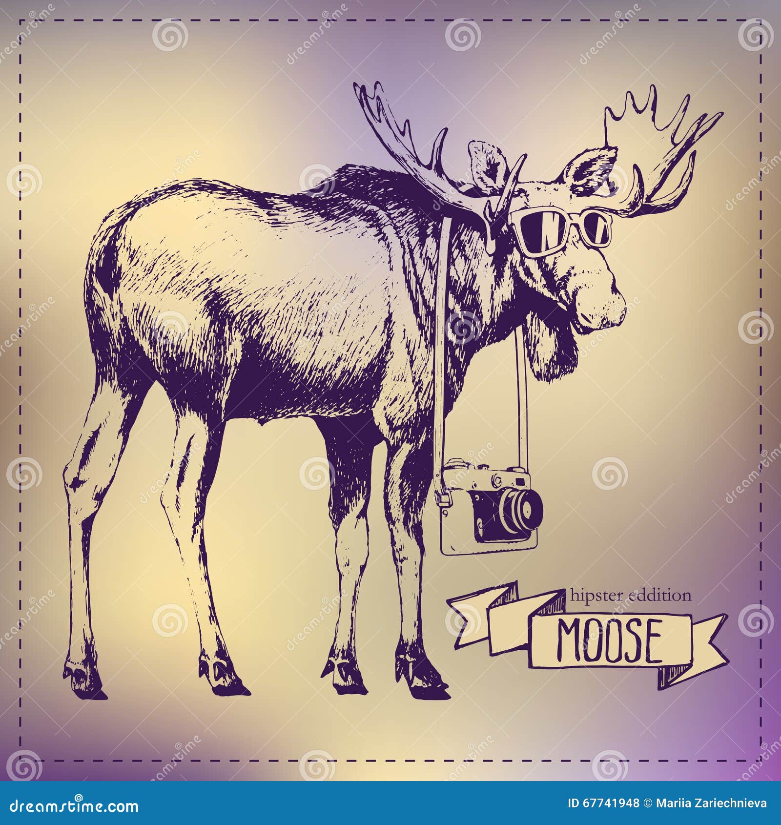 Pen Graphics Vector Moose Drawing (hipster Edition) Stock Vector ...
