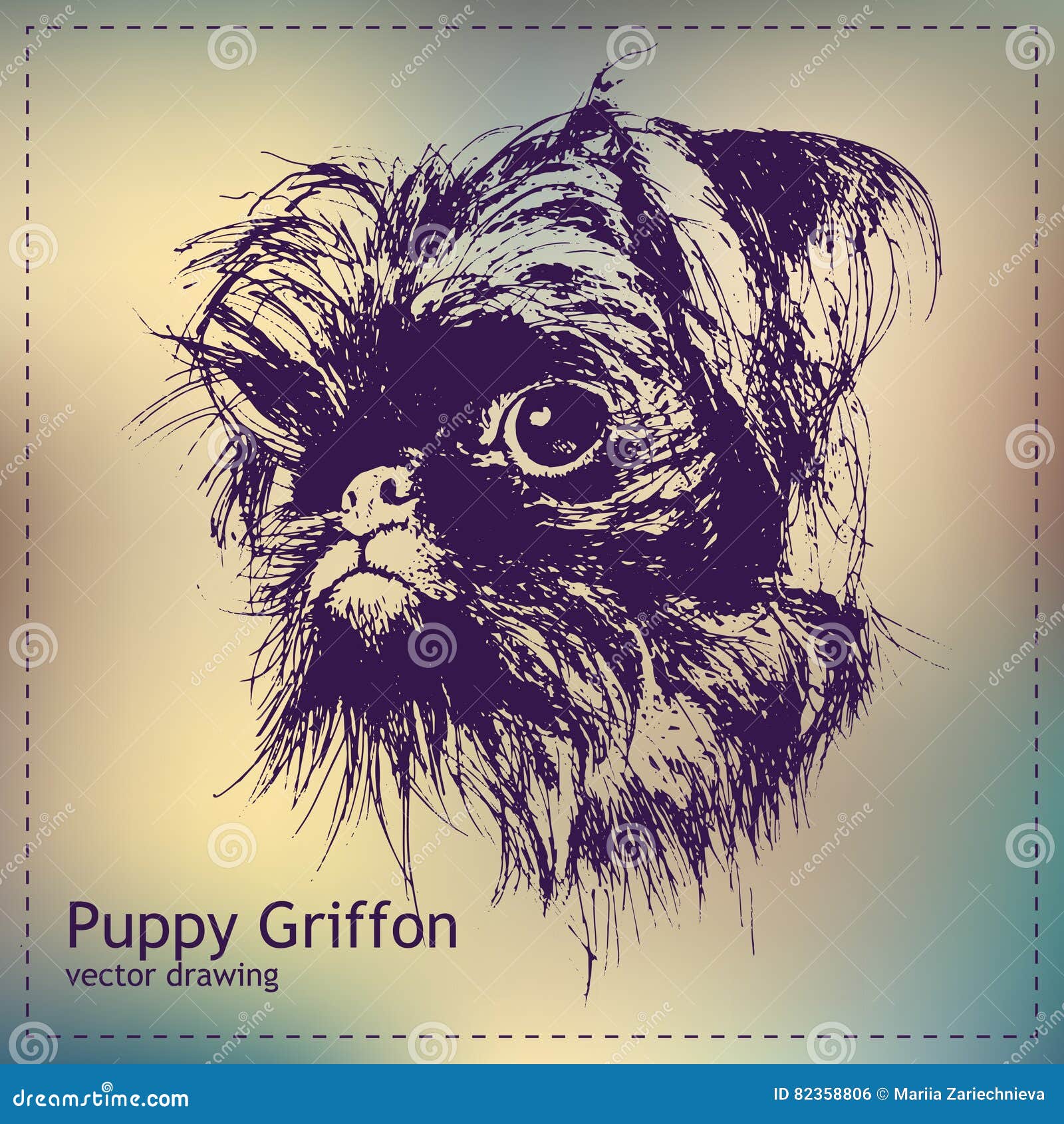 Pen Graphics Vector Puppy Griffon Drawing Stock Vector - Illustration ...