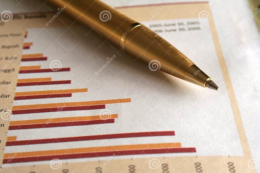 Pen and Graphs stock image. Image of bonds, financial - 1064825